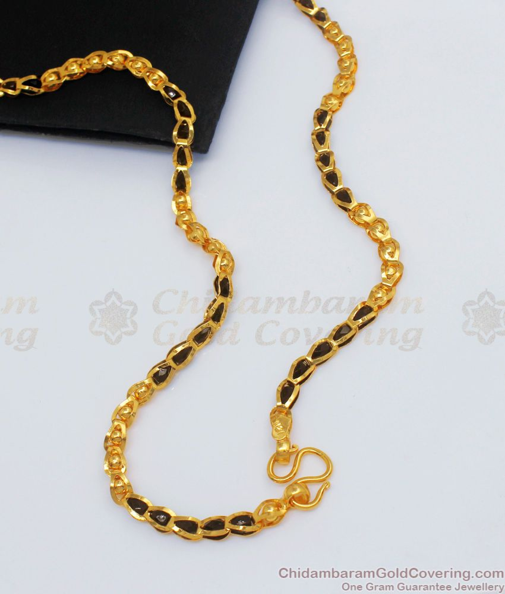 Buy Beautiful Black Crystal One Gram Gold Chain Models for Women