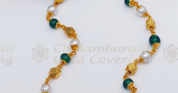 Buy Single Line Green Gold Crsytal One Gram Gold Pearl Chain for Daily Use