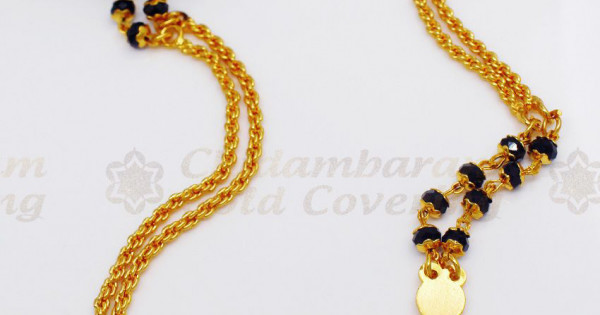 CKMN79 Double Line Black Crystal One Gram Gold Chain Models for Women