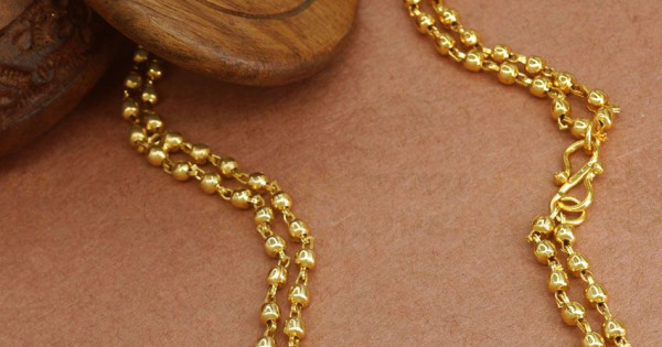 CKMN91-LG 30 Inches Long One Gram Gold Plated Beaded Chain Double Line ...