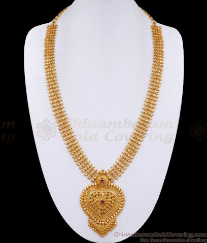 South Indian 1 Gram Gold Haaram Ruby Stone Bridal Collection HR2949