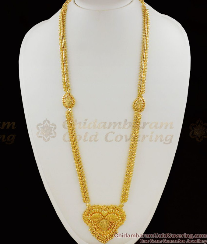 Long Kasu Malai, Ruby Stone Gold Plated Aaram, American Diamond Aaram ...