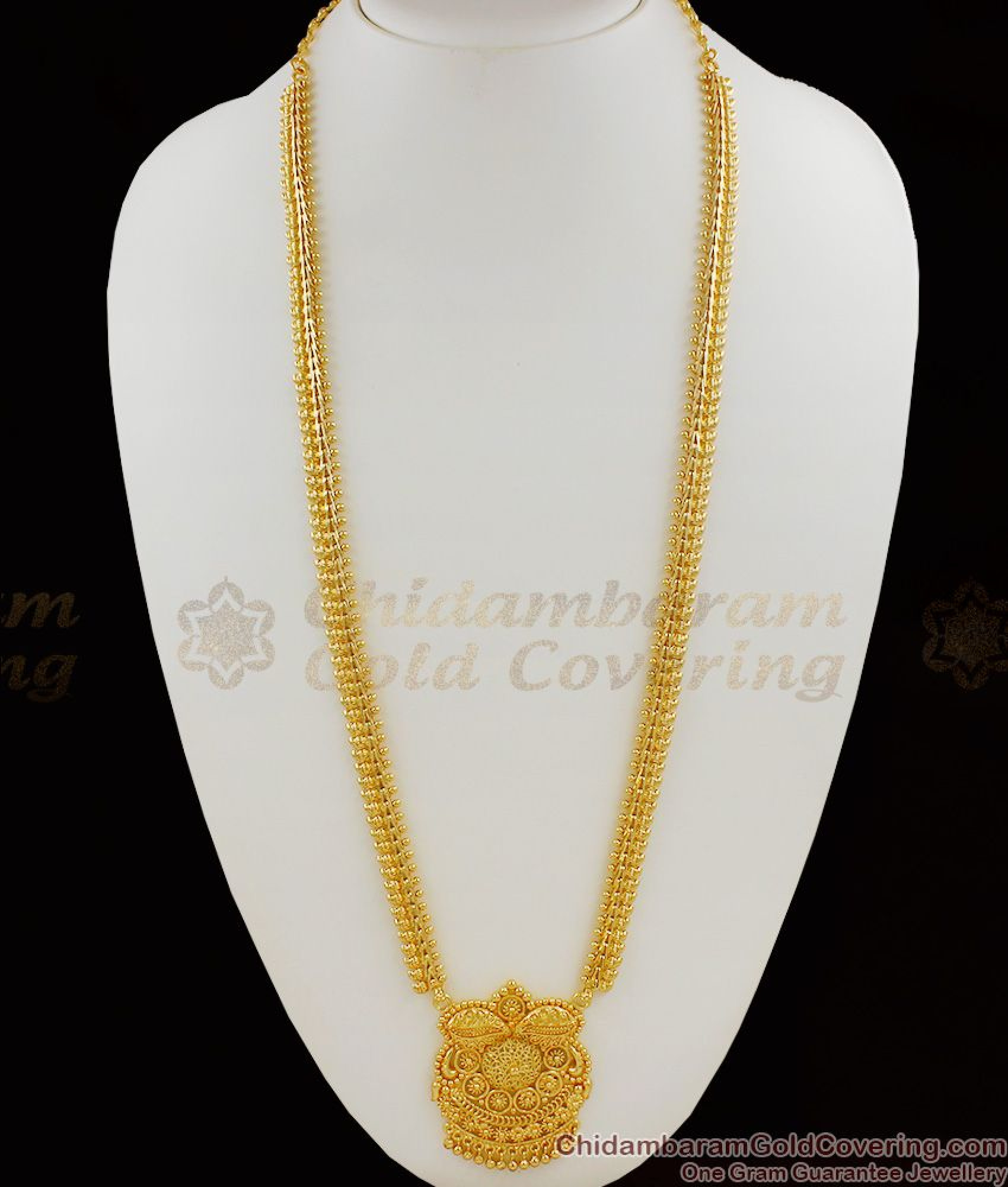 Long Dollar Chain Design Gold Imitation Haram For Wedding HR1052