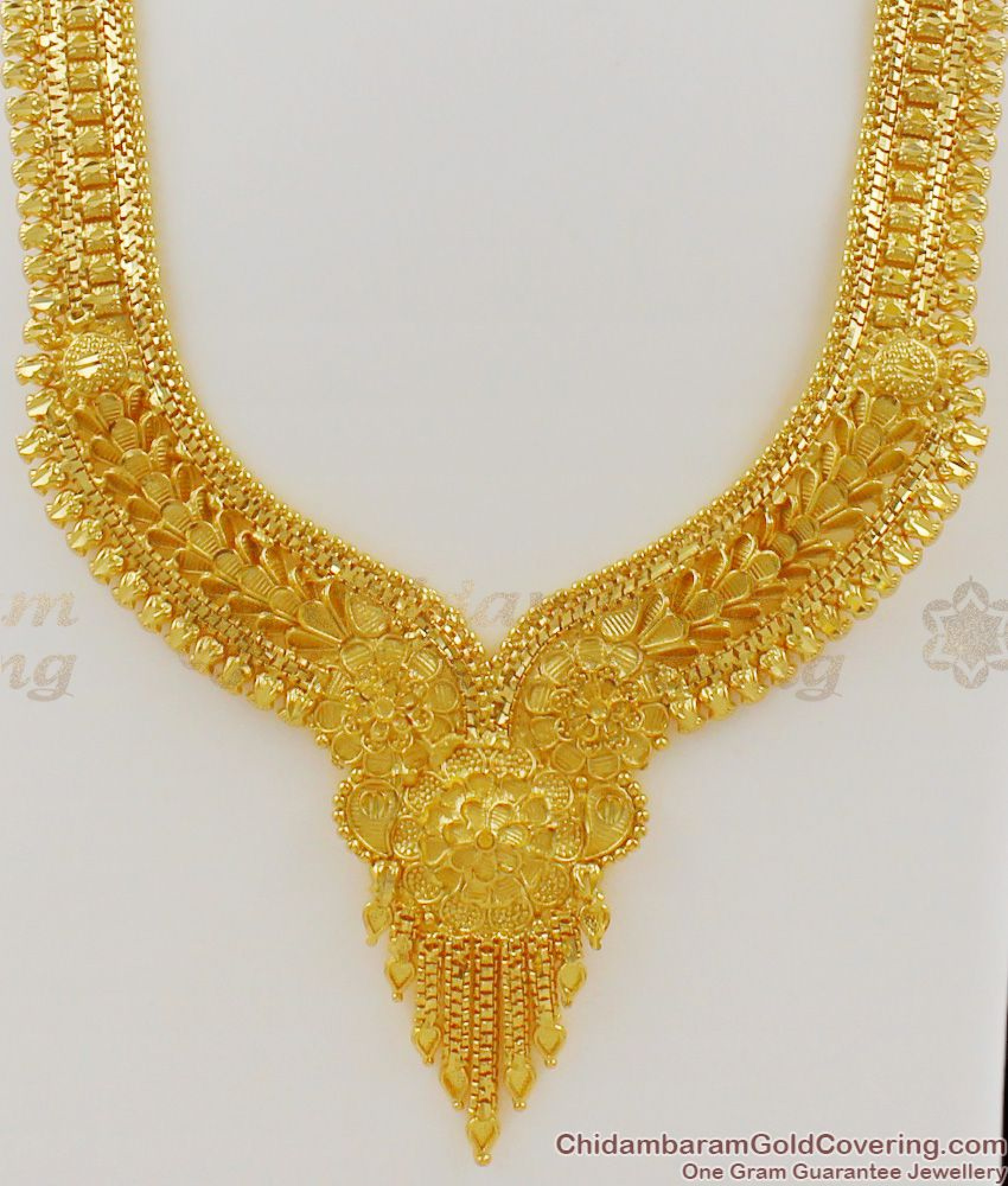 Beautiful Calcutta Design Gold Forming Haram With Earrings Bridal Set ...