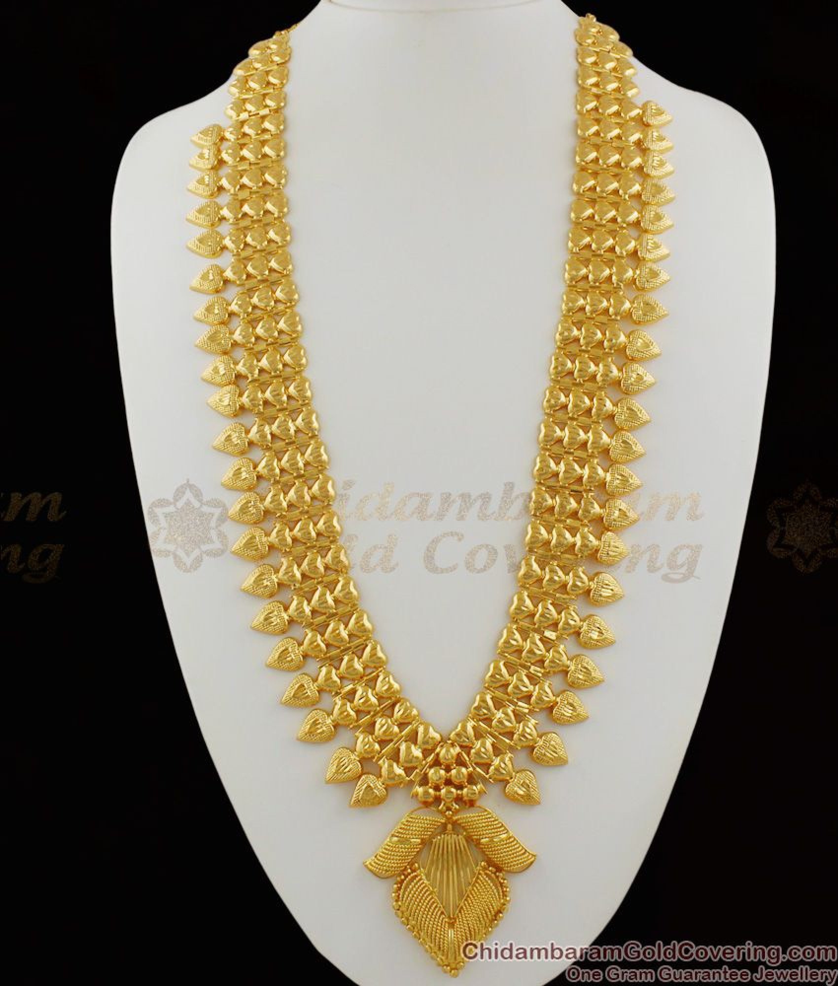 Grand Kerala Bridal Design Traditional Gold Mango Malai Haram Jewellery ...