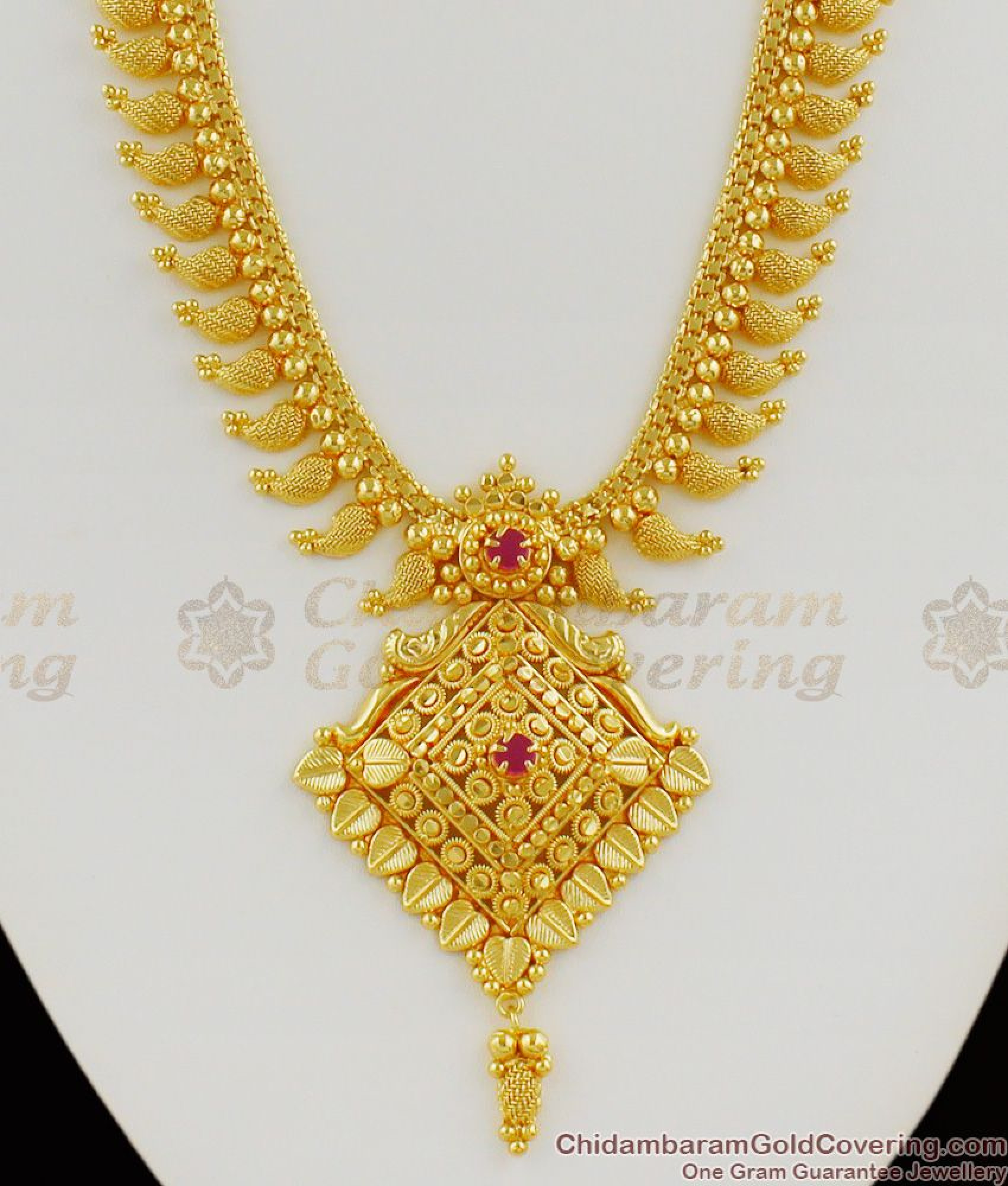 Premium Gold Pattern Ruby Stone Dollar Bridal Haram Collection Latest ...