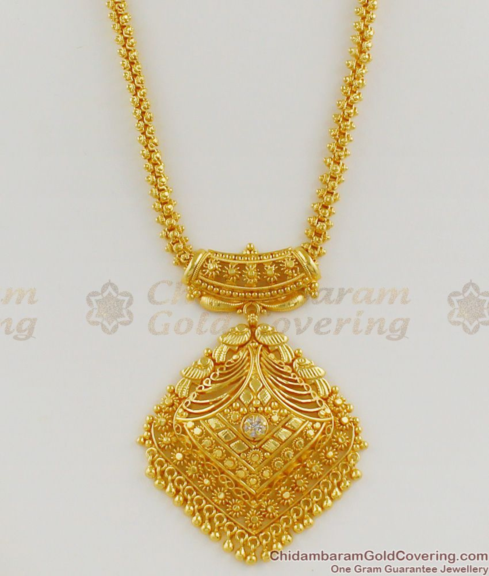 Bollywood Design Short Haram Dollar Chain Pattern With AD White Stone ...