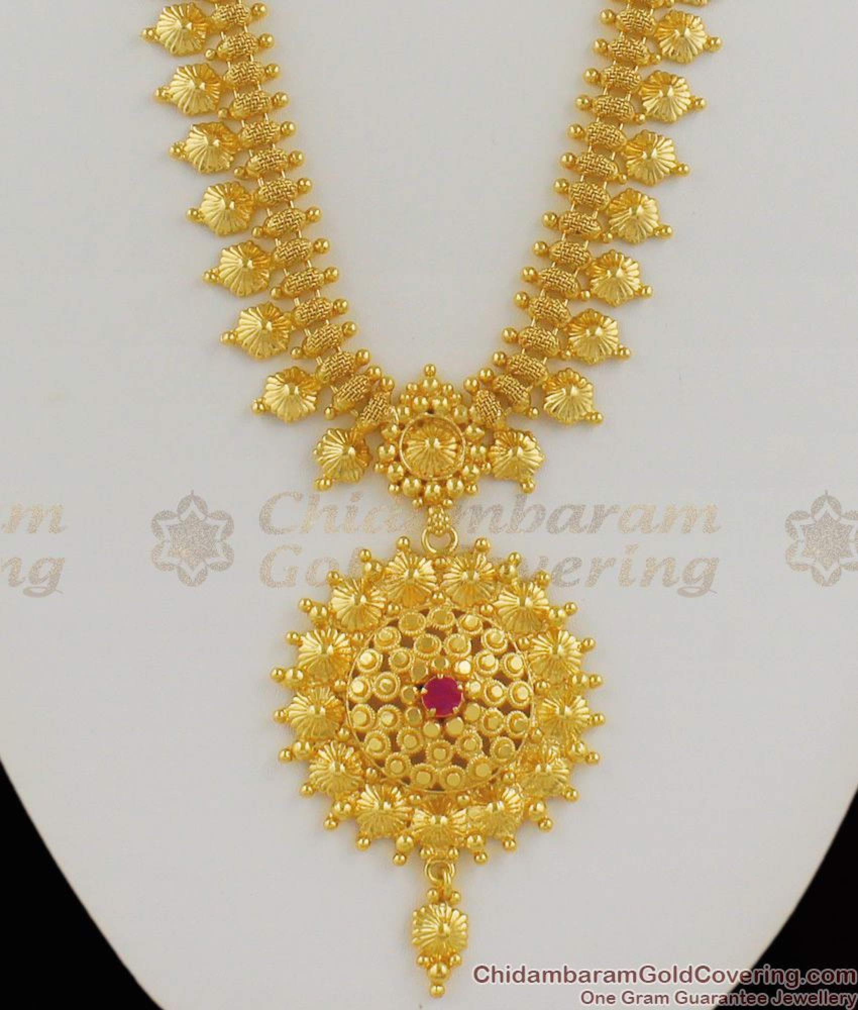 Innovative Dollar Design Gold Plated Bridal Haram With Ruby Stone Buy ...