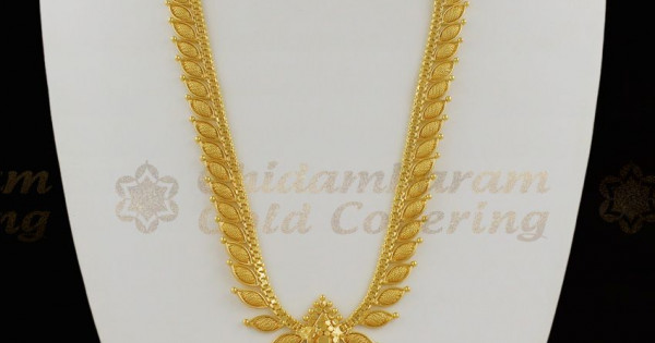 Aspiring Mullaipoo Net Pattern Plain Gold Haaram Flower Design Dollar ...