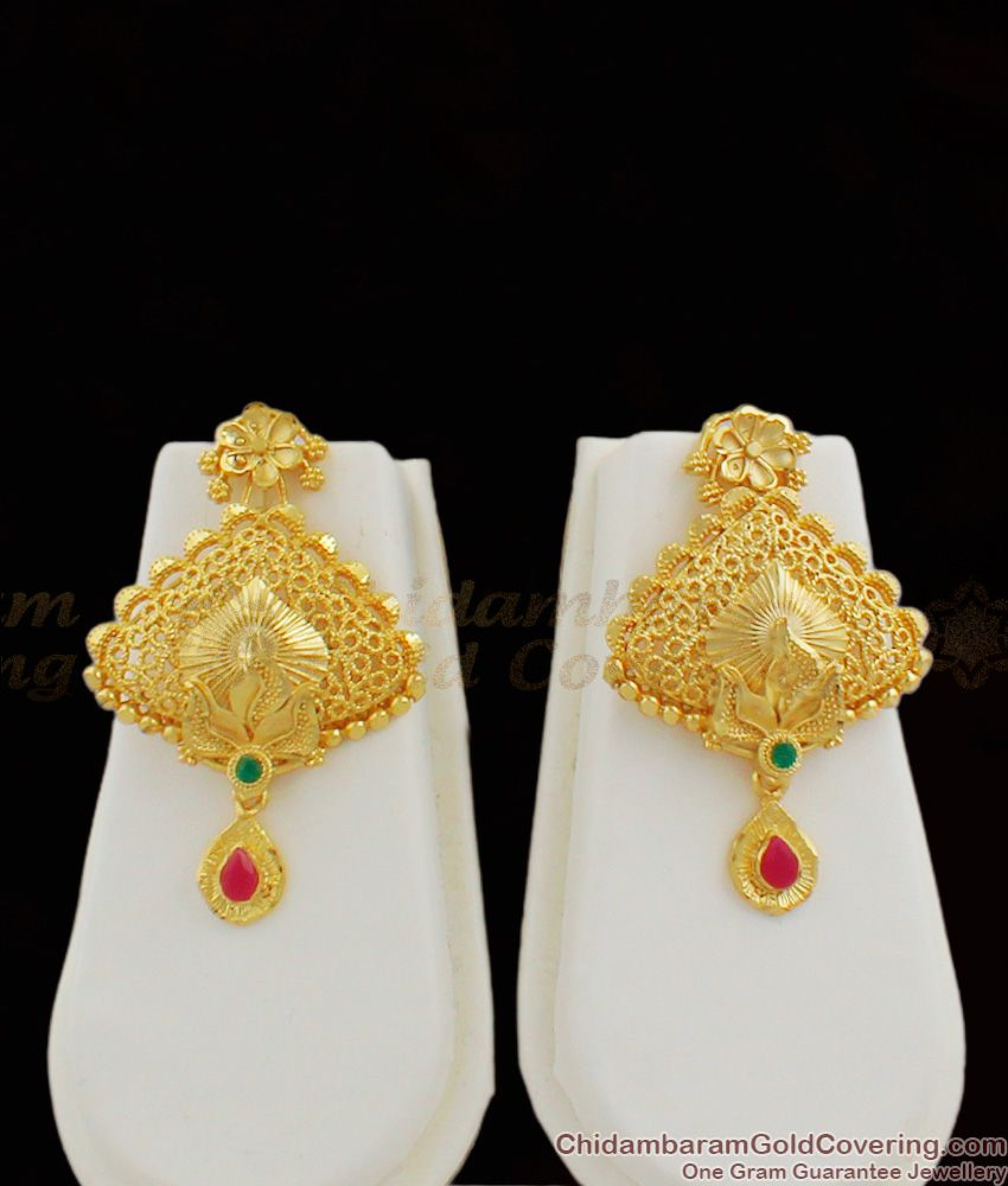 Traditional Grand Calcutta Design Forming Gold Haram With Earrings ...