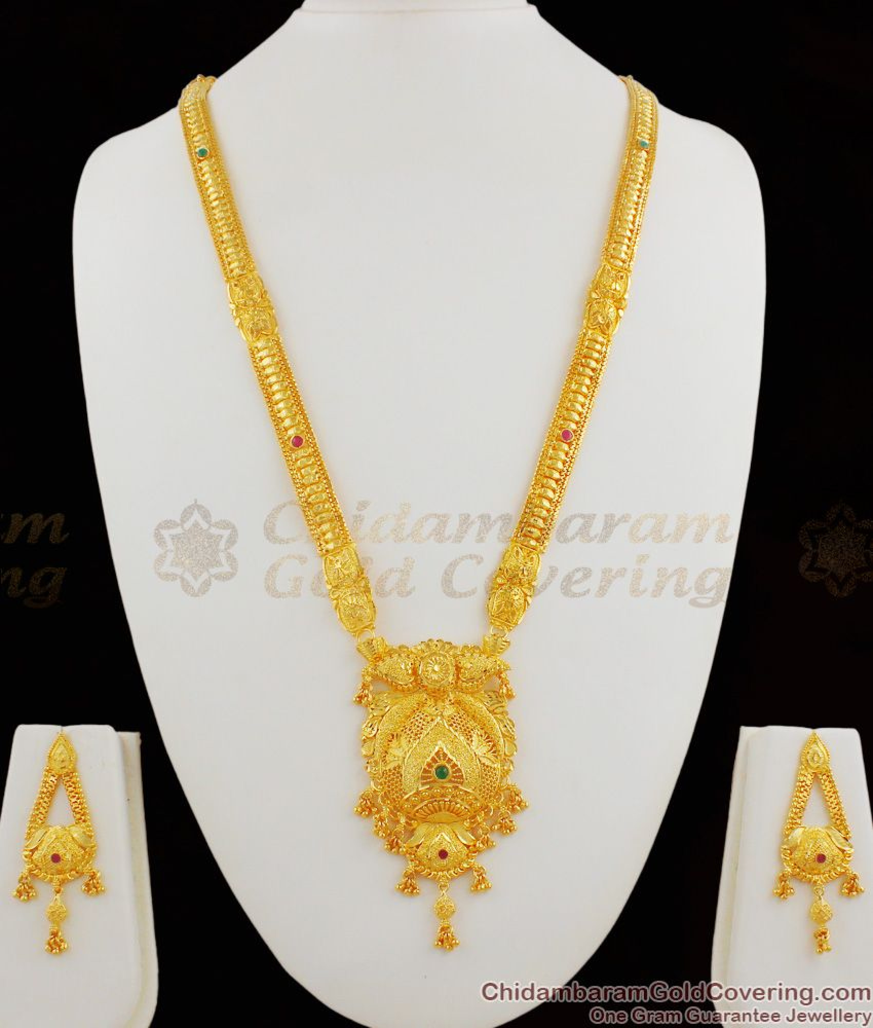 Bollywood Luxury Calcutta Design Gold Forming Haram With Earrings ...