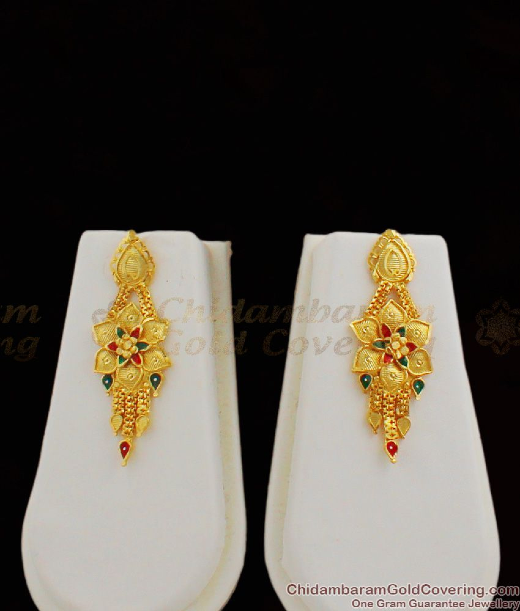 Enamel Forming Gold Bridal Harram With Earrings Bridal Set Collection ...