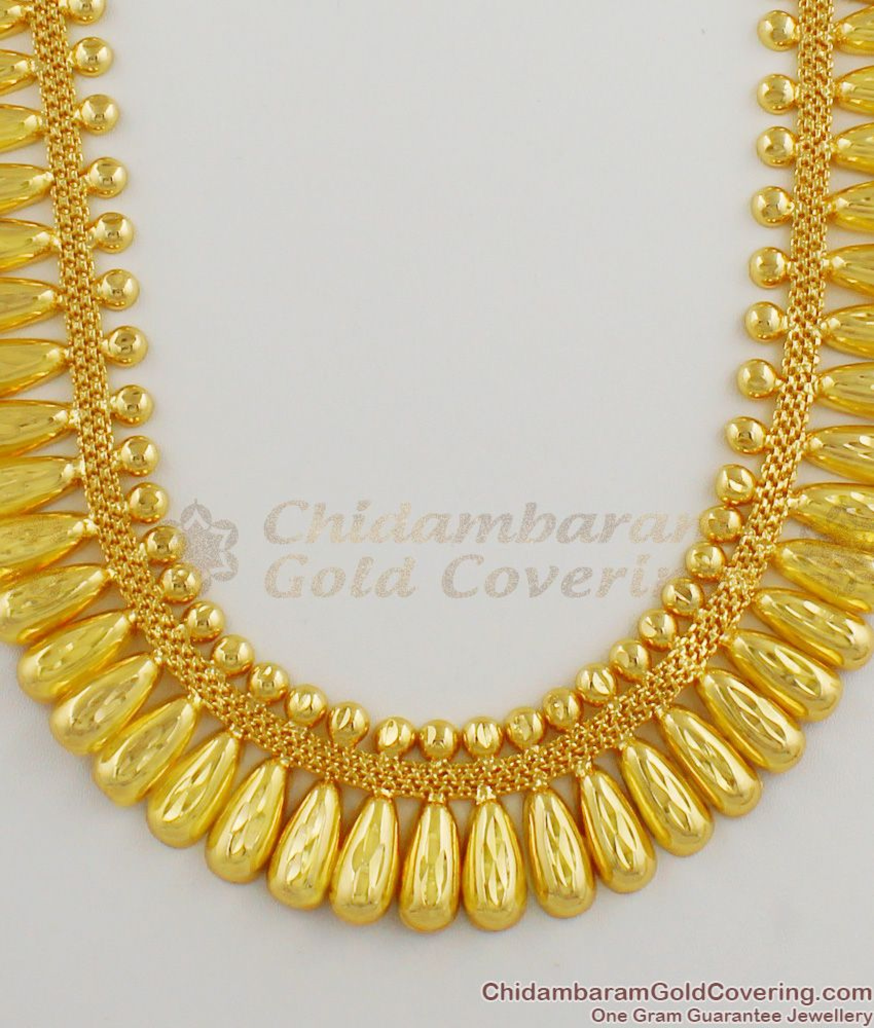 Long Traditional Kerala Leaf Pattern Gold Imitation Haram Collection ...