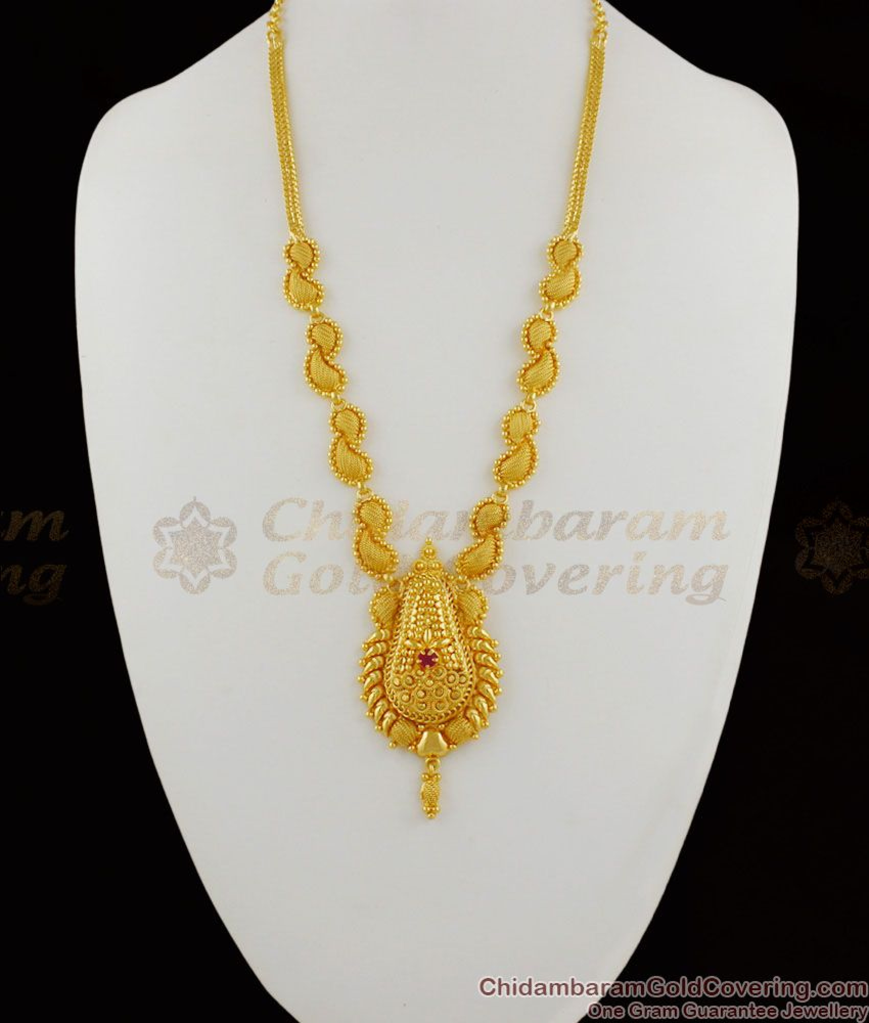 Innovative Full Side Dollar Chain Design Gold Bridal Haram With Ruby ...