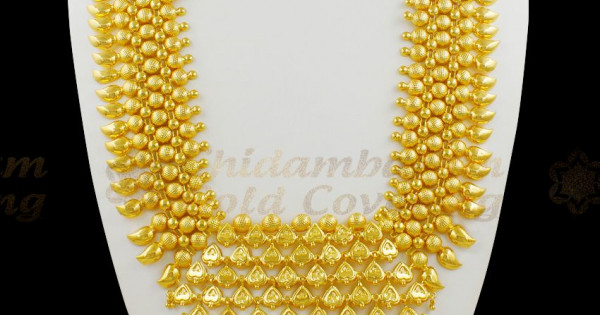 Luxurious Mango With Heart Model Gold Plated Long Heavy Haaram Governor ...