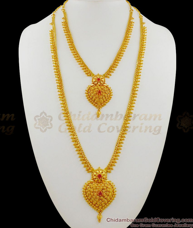Kasu Malai, Ruby Stone Gold Plated Aaram, American Diamond Aaram ...