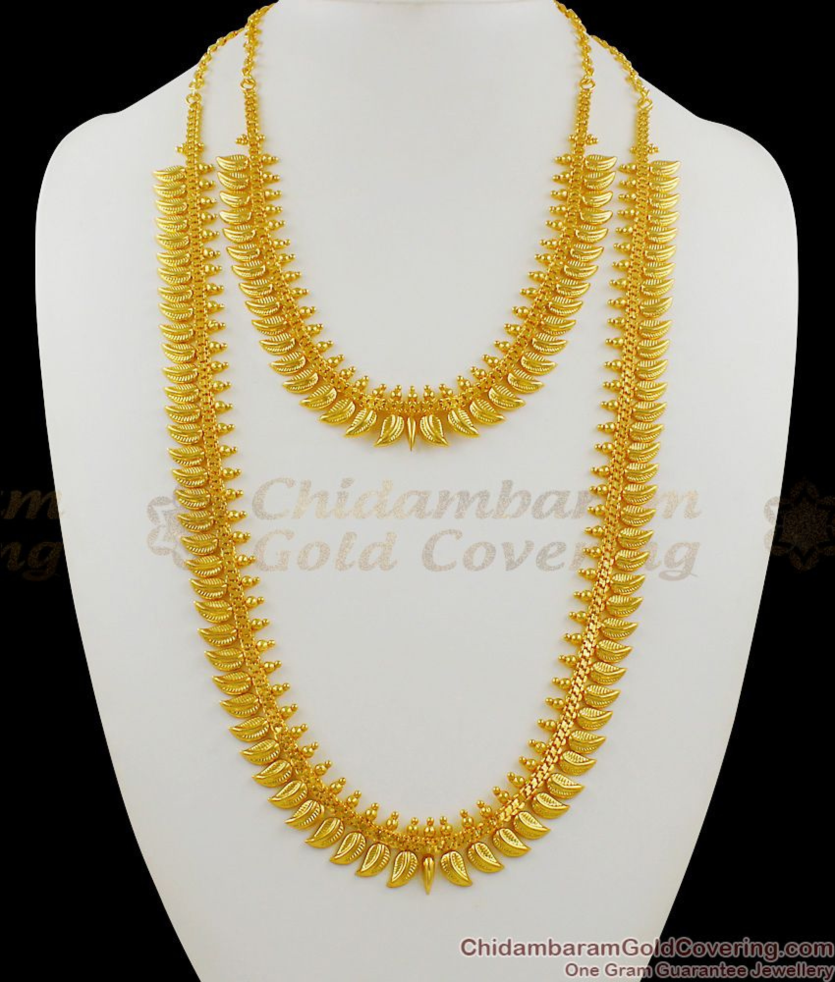 Plain Gold Leaf Model Imitation Haram Necklace Bridal Jewelry Kerala ...