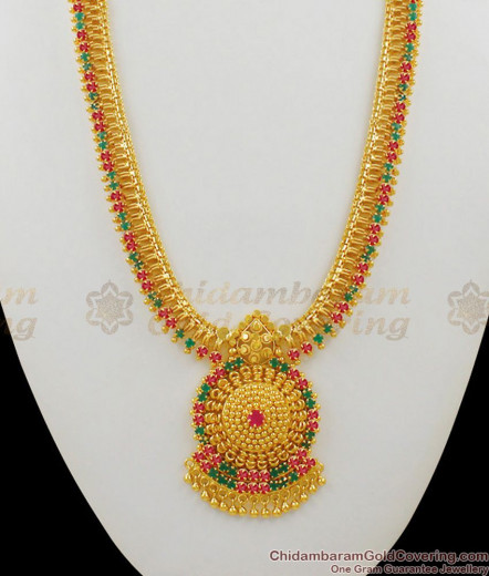 Kasu Malai, Ruby Stone Gold Plated Aaram, American Diamond Aaram ...