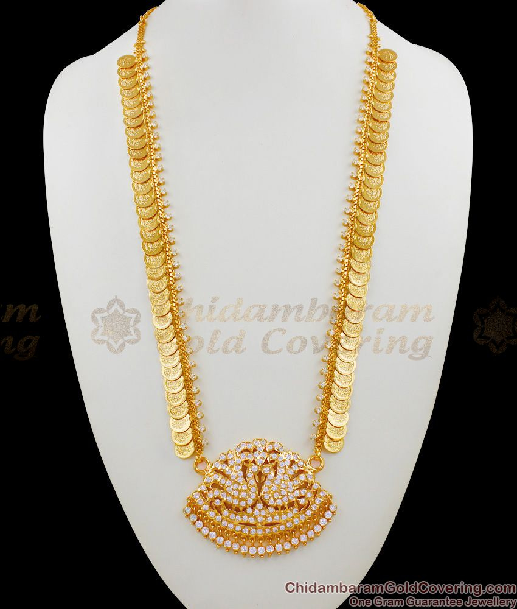 Grand Stone Kasu Malai Impon Haram Peacock Design Big Gati Stones ...