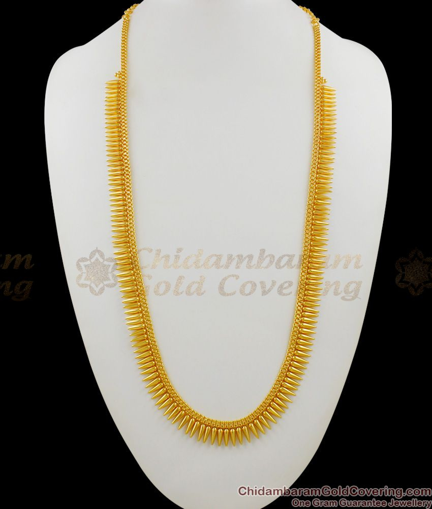Long Gold Plated Jewelry South Indian Traditional MullaiPoo Haram ...