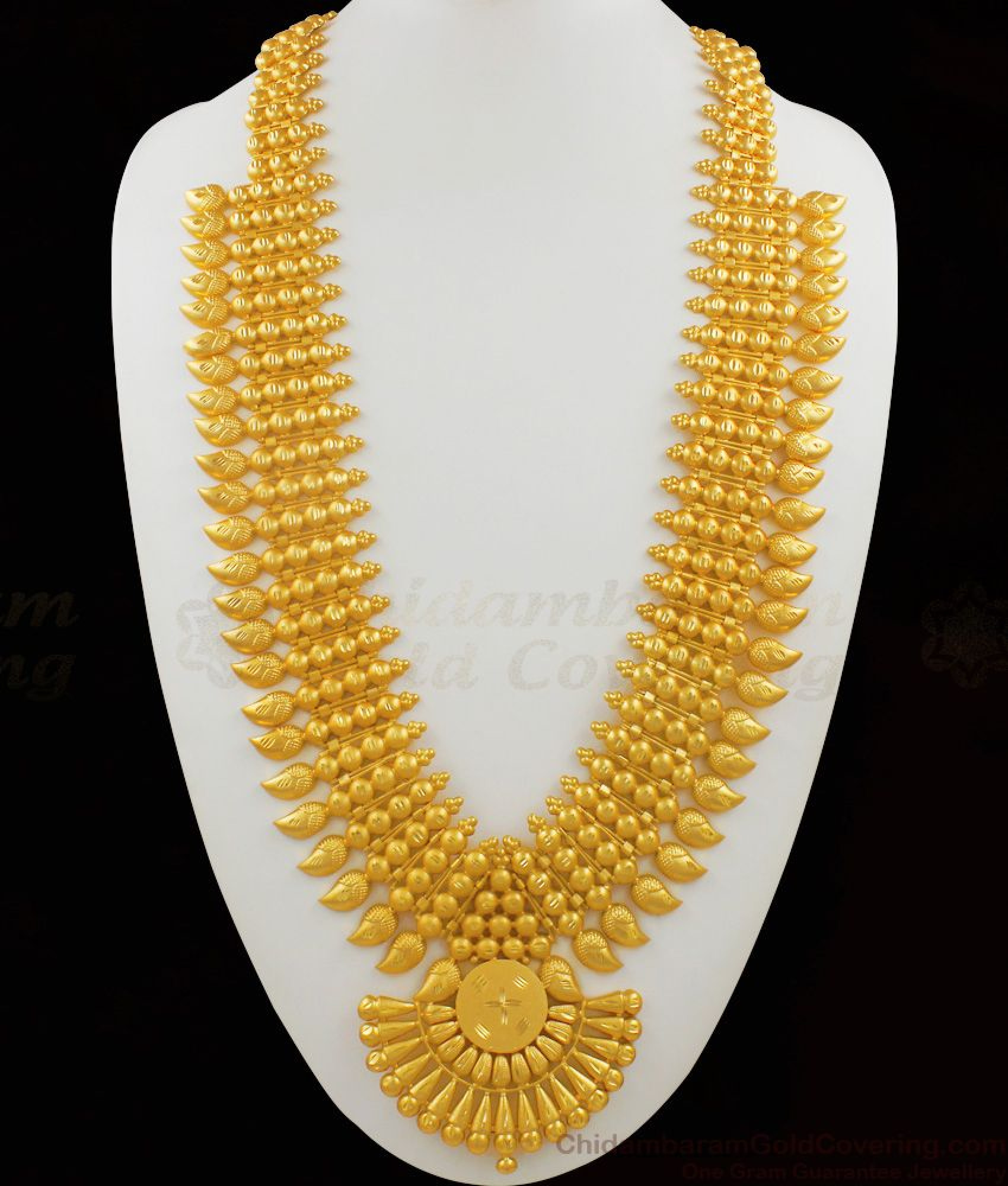 Glorious Bridal Made Mango Pattern Kerala Heavy Gold Governor Malai ...