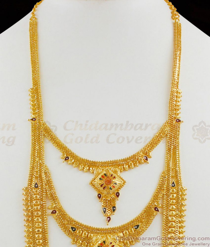 Kasu Malai, Ruby Stone Gold Plated Aaram, American Diamond Aaram ...