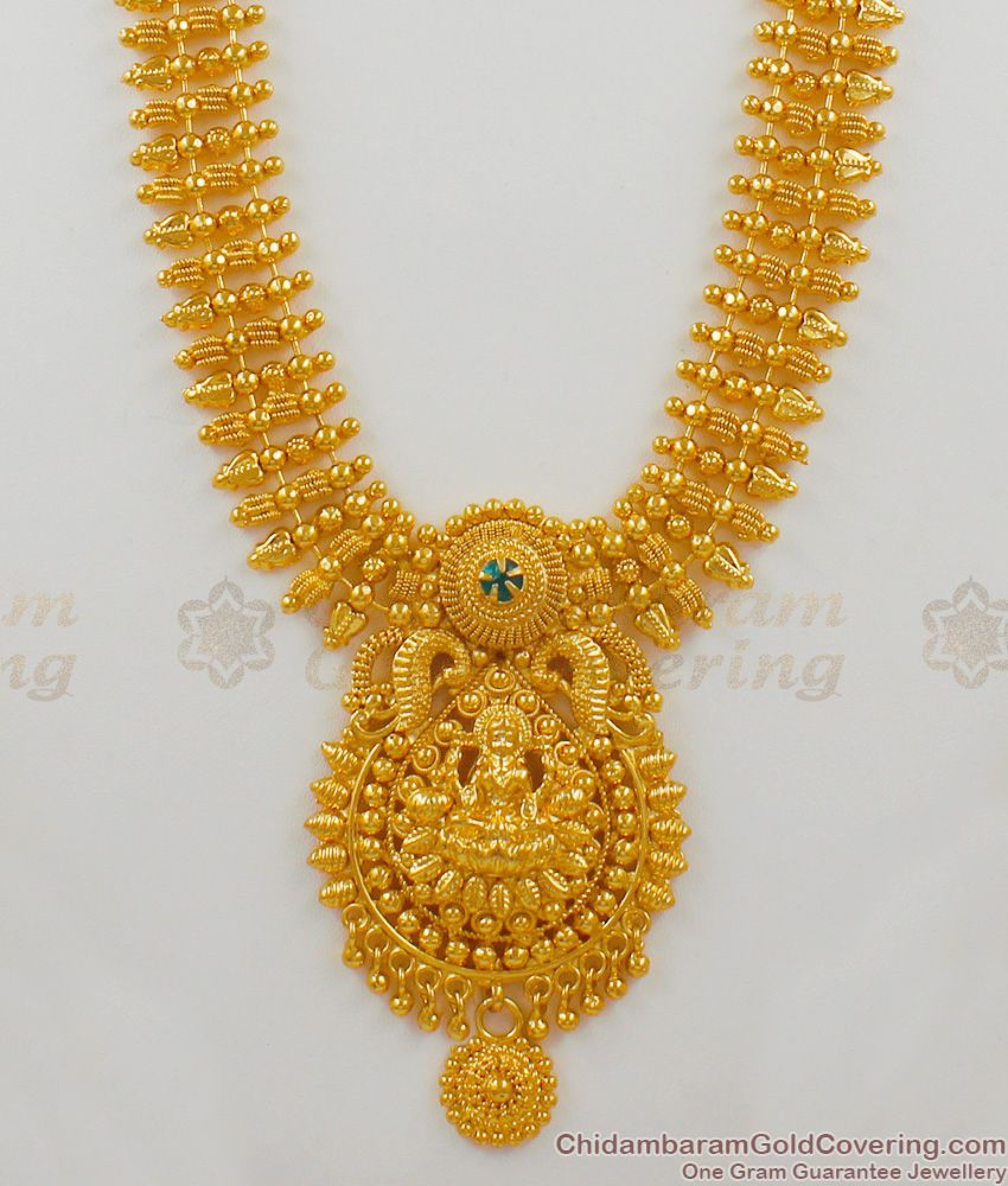 Heavy Grand Lakshmi Haram With Emerald Stone Design Collection For ...