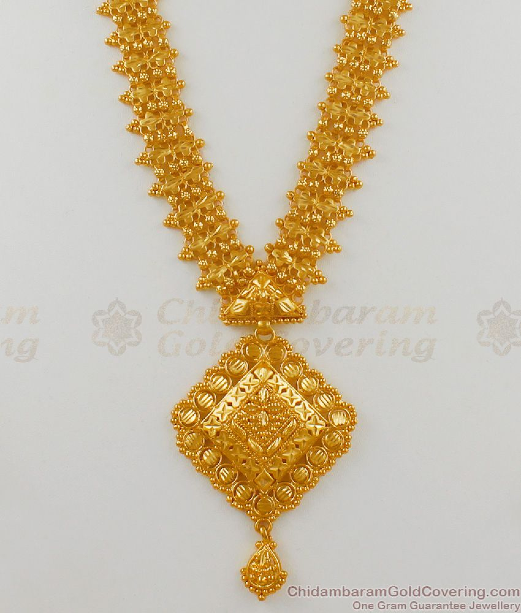 One Gram Gold Design Haram with Earrings Kerala Bridal Collection HR1546