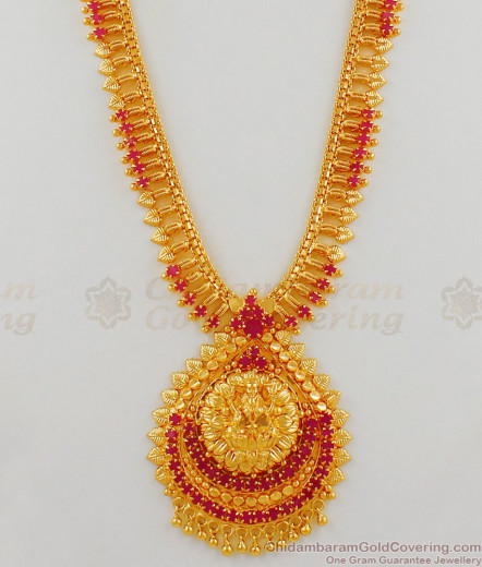 Kasu Malai, Ruby Stone Gold Plated Aaram, American Diamond Aaram ...