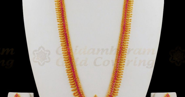 Buy Online Grand Full Ruby Stone Long Necklace With Earring Combo Set ...