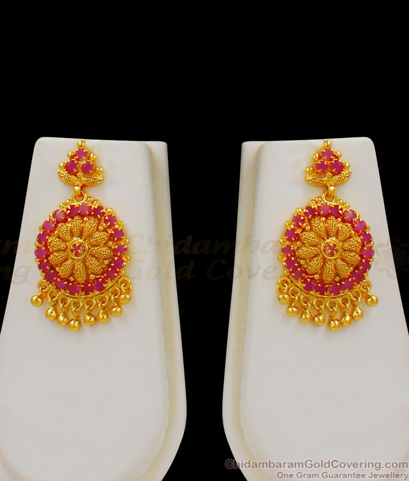 Buy Online Grand Full Ruby Stone Long Necklace With Earring Combo Set ...