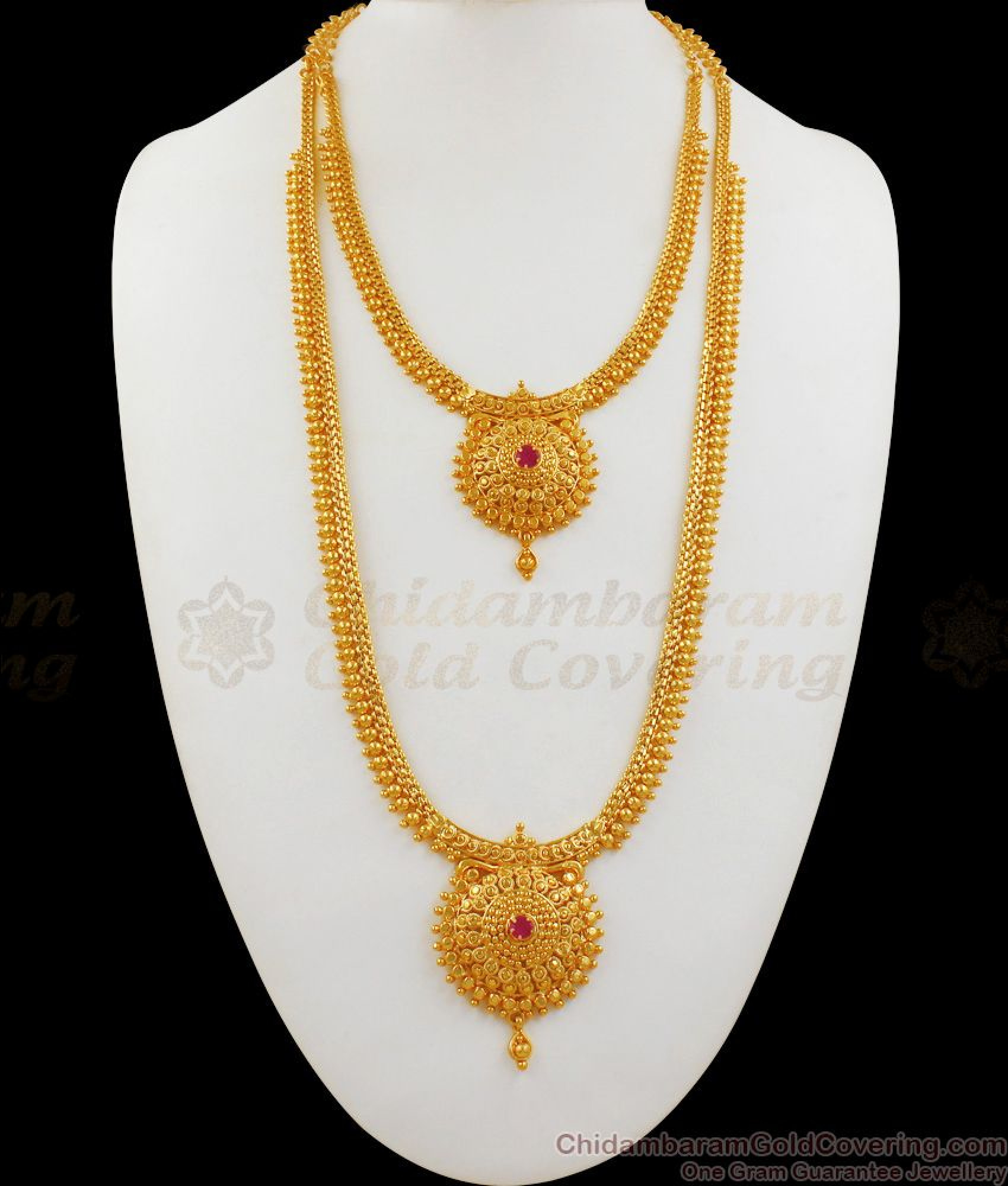 Wedding Bridal Combo Set One Gram Gold Single Ruby Stone Grand Model ...