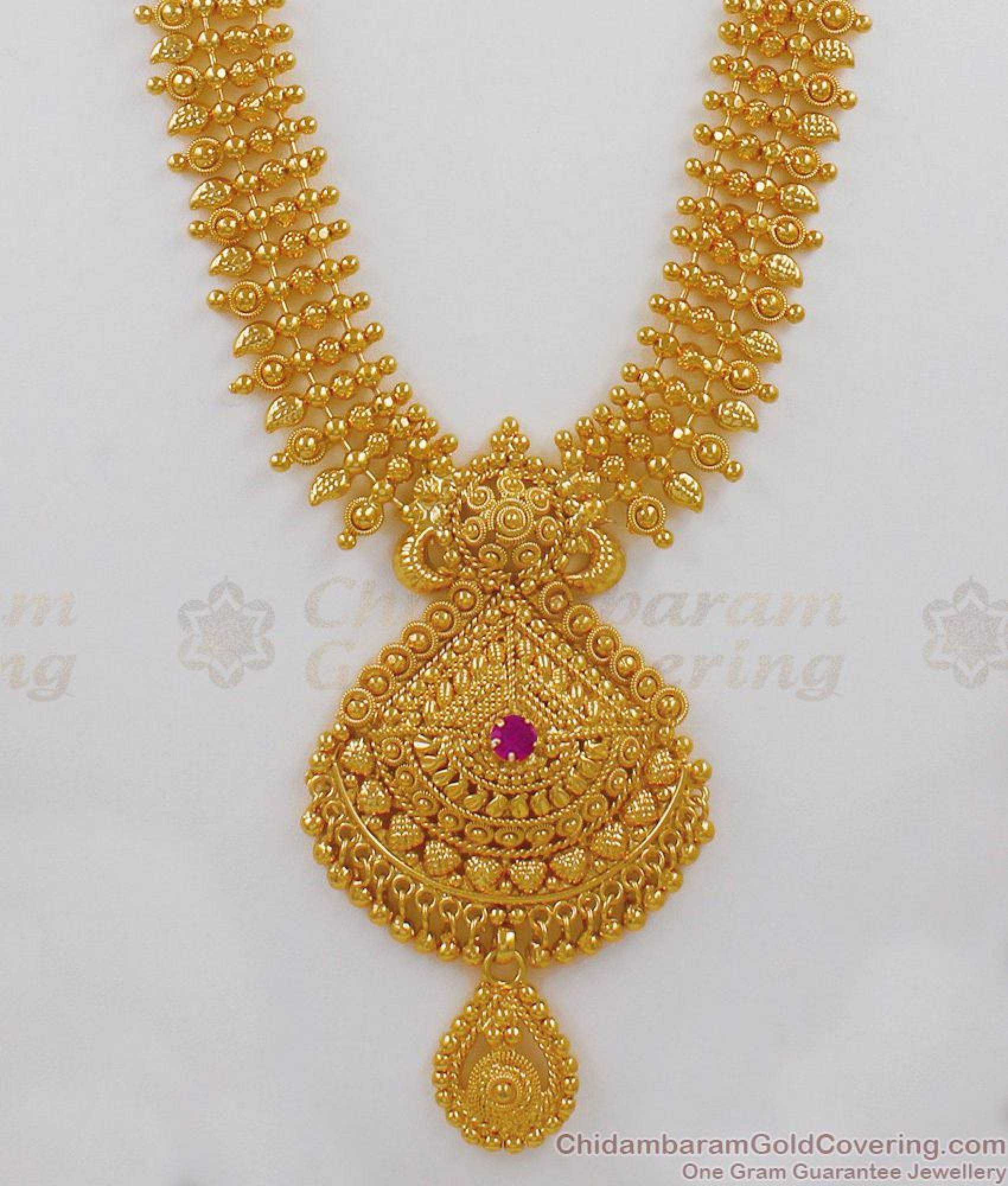 One Gram Gold Long Haaram Design For Wedding Collection HR1719