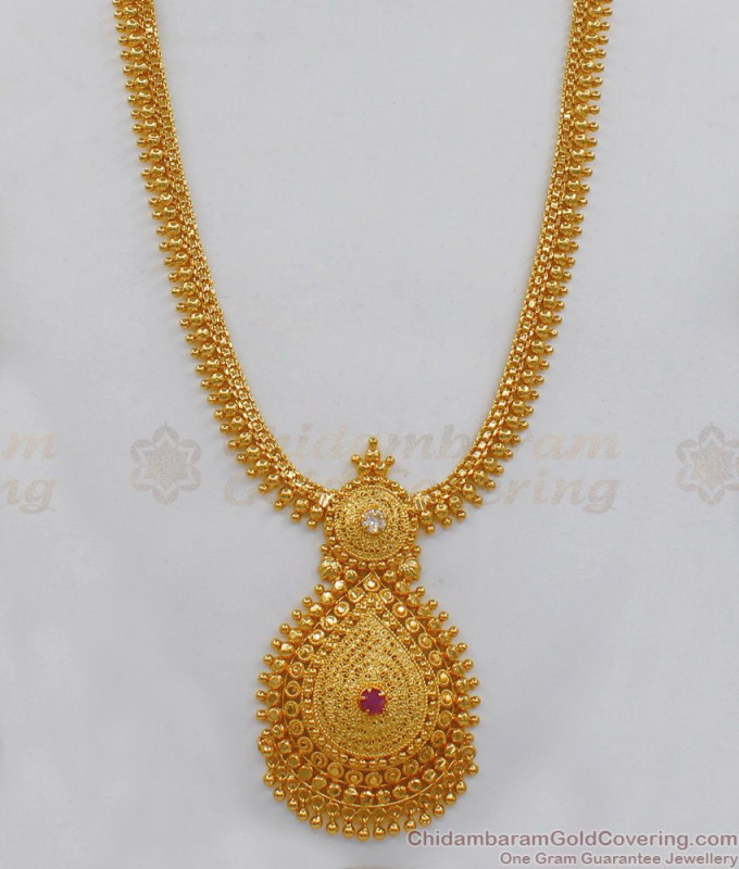 Kasu Malai, Ruby Stone Gold Plated Aaram, American Diamond Aaram ...