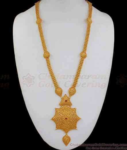 Kasu Malai, Ruby Stone Gold Plated Aaram, American Diamond Aaram ...