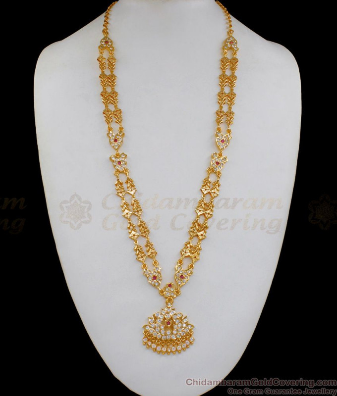 Kasu Malai, Ruby Stone Gold Plated Aaram, American Diamond Aaram ...