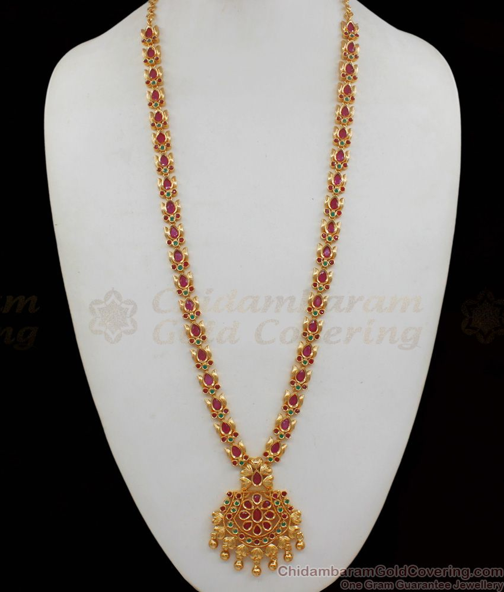 New Arrival Ruby And Emerald Gold Haaram Design For Wedding Collection ...