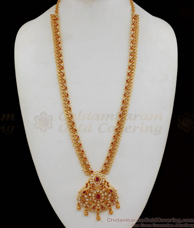 Kasu Malai, Ruby Stone Gold Plated Aaram, American Diamond Aaram ...