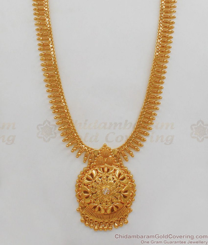 Kasu Malai, Ruby Stone Gold Plated Aaram, American Diamond Aaram ...