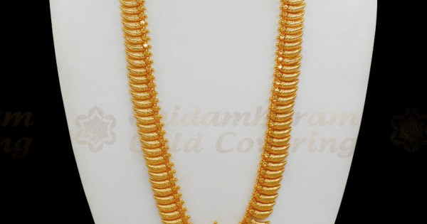 Kerala Mullai Arumbu Gold Haram Design One Gram Gold Plated Long Malai ...