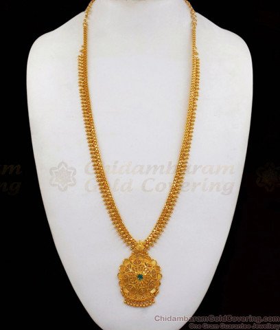 Long Traditional Kerala Leaf Pattern Gold Imitation Haram Collection ...