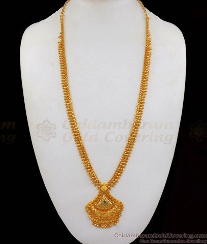 Long Traditional Kerala Leaf Pattern Gold Imitation Haram Collection ...