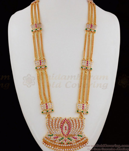 Kasu Malai, Ruby Stone Gold Plated Aaram, American Diamond Aaram ...