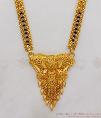 Forming Design Gold Black Beads Thick Mangalsutra Long Thali Chain HR1859