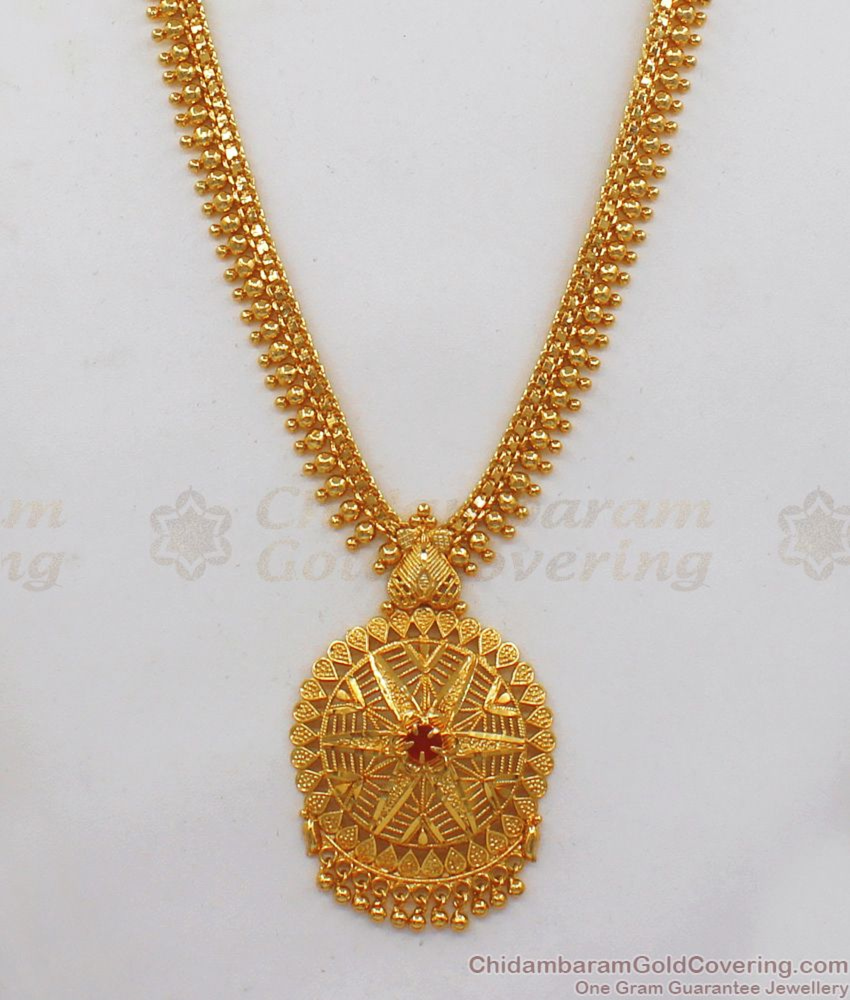 Buy Beautiful Ruby Stone Dollar One Gram Gold Haram Collections HR1874