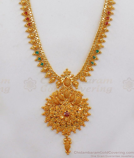 Kasu Malai, Ruby Stone Gold Plated Aaram, American Diamond Aaram ...