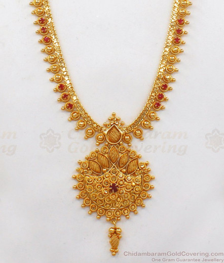 Kasu Malai, Ruby Stone Gold Plated Aaram, American Diamond Aaram ...