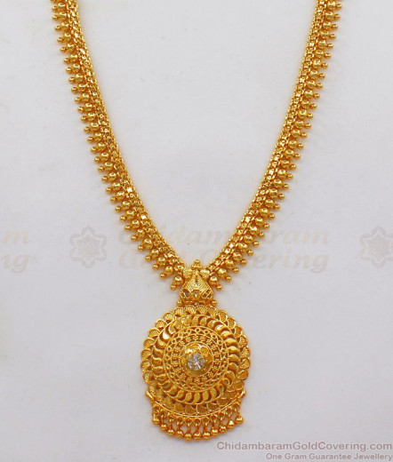 Kasu Malai, Ruby Stone Gold Plated Aaram, American Diamond Aaram ...