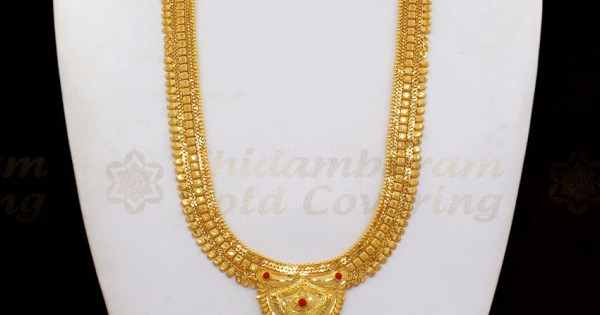 New Collection Pavala Stone Gold Haram With Earrings HR1885