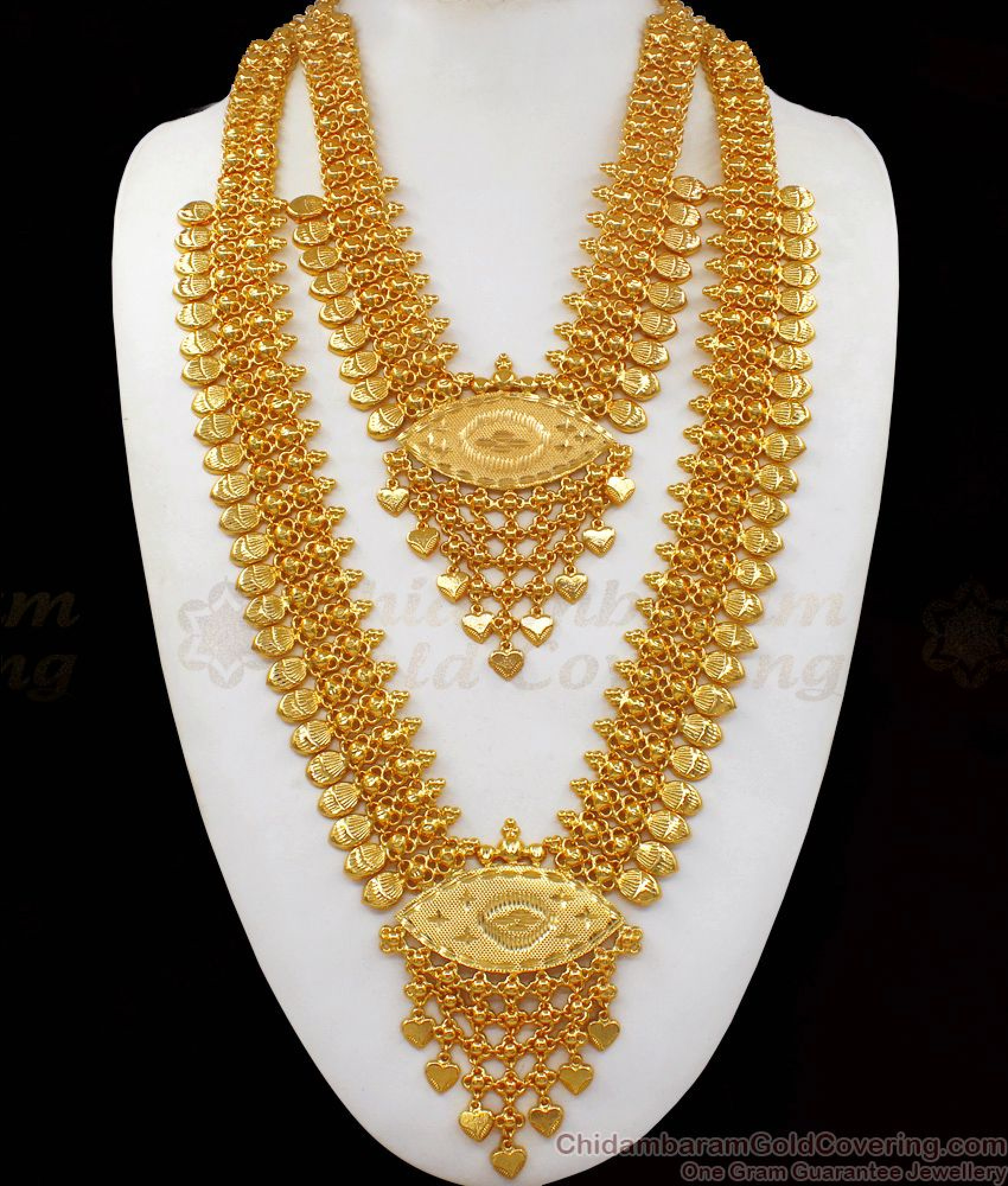 One Gold Haaram And Necklace Jewelry For Bridal Wear HR1897